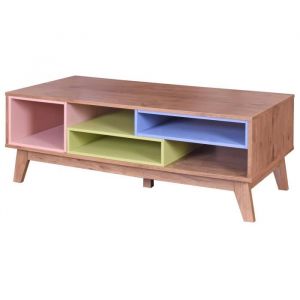 PAOLA Table basse scandinave décor chêne et pantone 7492C - L 120 x l ...