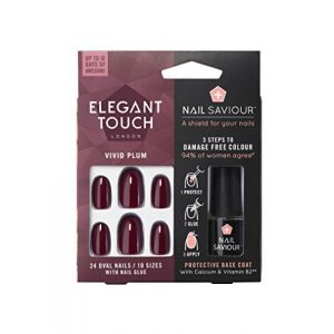 Elegant touch London Nail Saviour Vivid Plum 24 Oval Nails 10 Sizes ...