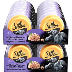 Sheba Dômes aux Filets de Thon avec Crevettes Roses (80g) Lot de 24 ...