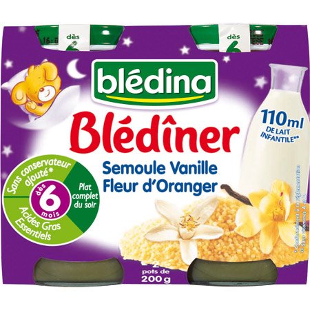 Blédina Blédîner : Semoule vanille Fleur d'oranger 2 x 200g - dès 6 mois - Comparer avec ...