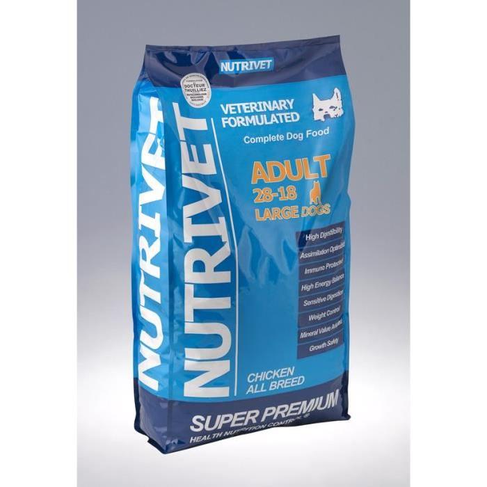 Nutrivet SUPER PREMIUM Croquettes chien adulte 28/18 grande race 15kg 0 ...