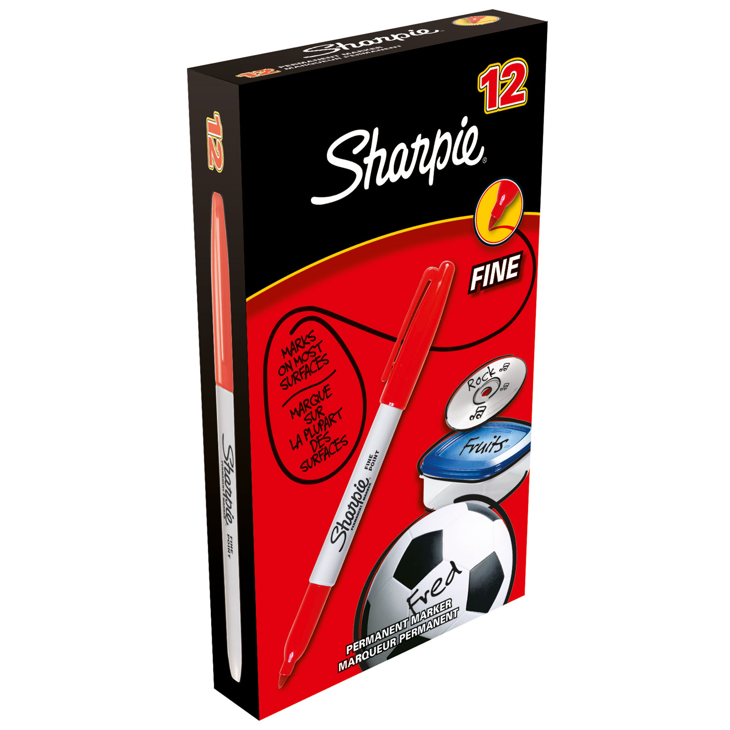 Paper Mate 12 marqueurs permanent Sharpie encre rouge pointe fine ...