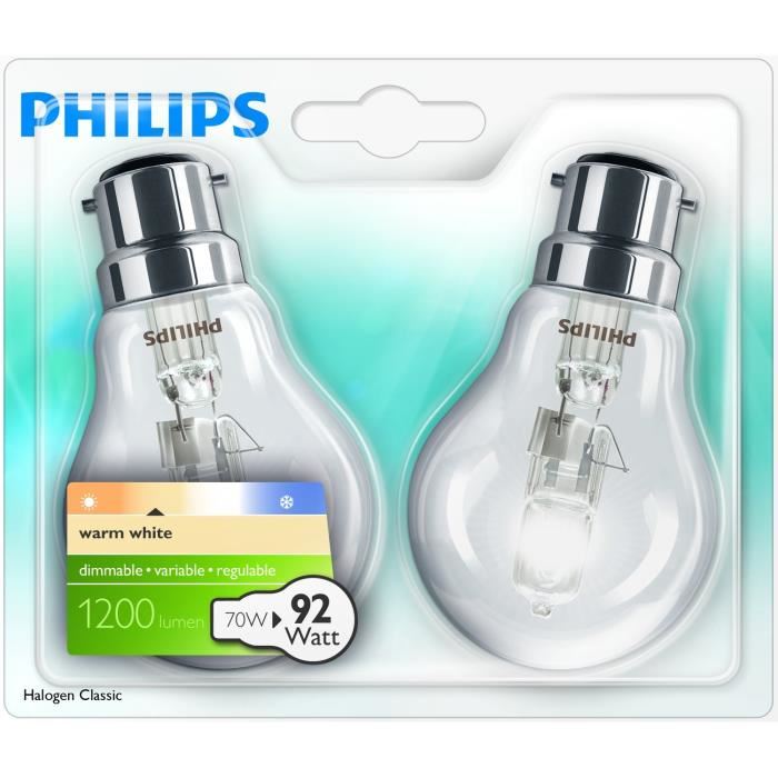 Philips 925700844203 - Ampoule Eco-Halogène Standard Culot B22 70 Watts ...