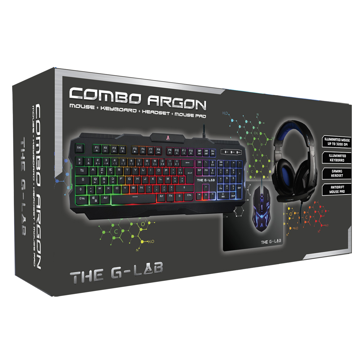 The g-lab Combo Argon Gaming - Clavier + souris optique + tapis ...