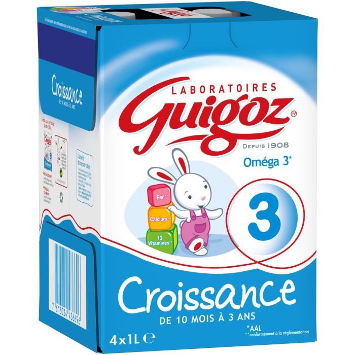 Guigoz Lait Croissance 4 x 1 L - de 10 mois à 3 ans - Comparer avec ...