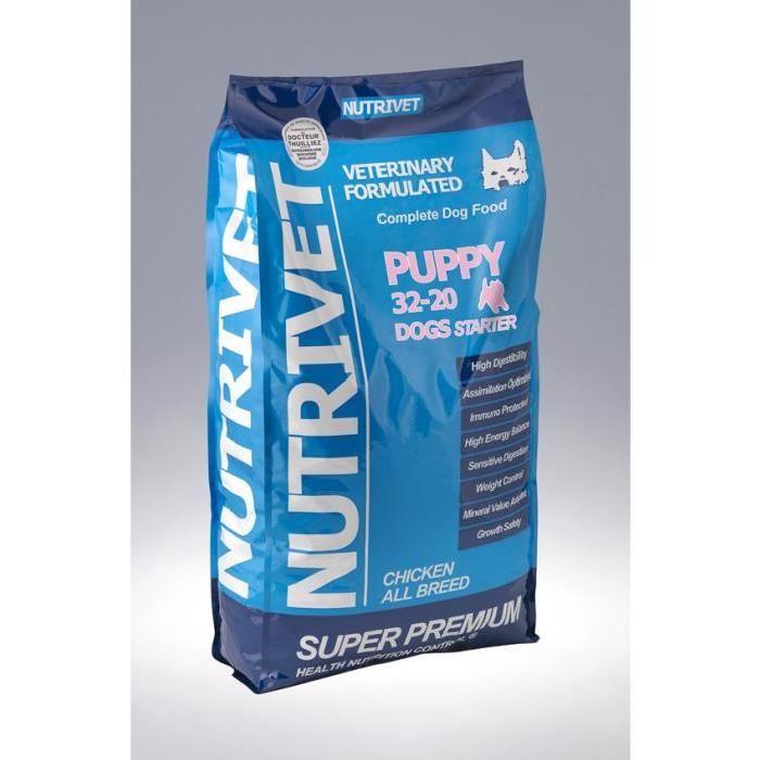 Nutrivet SUPER PREMIUM Croquettes chiot 32/20 15 kg 0% blé - Comparer ...