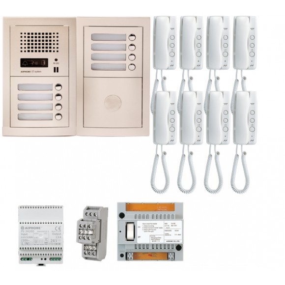 Aiphone GTA8E - Pack audio bus 8BP encastre avec module pour T25/VIGIK ...