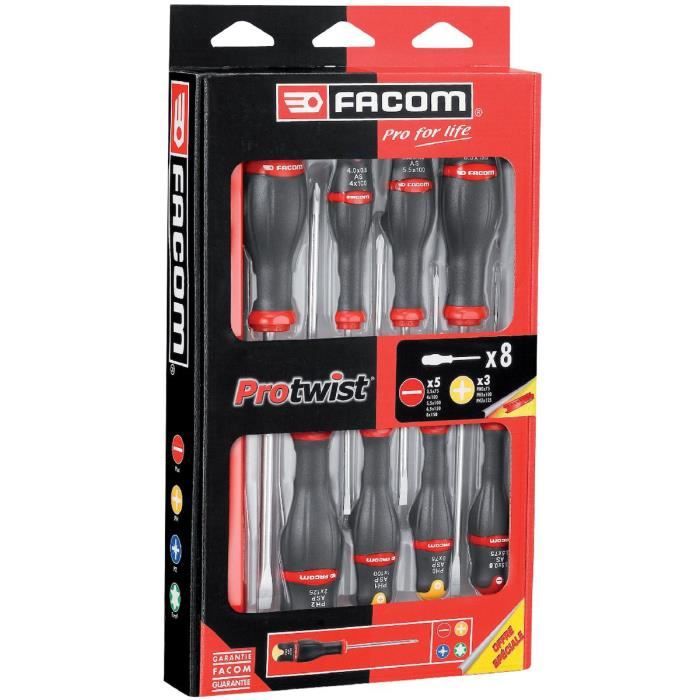 Facom AS.8PG - 8 tournevis Protwist à empreinte fente et Phillips + support - Comparer avec ...