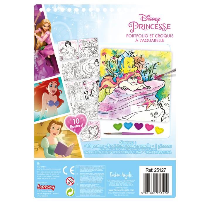 Lansay Portfolio de croquis à l'aquarelle Princesses Disney - Comparer ...