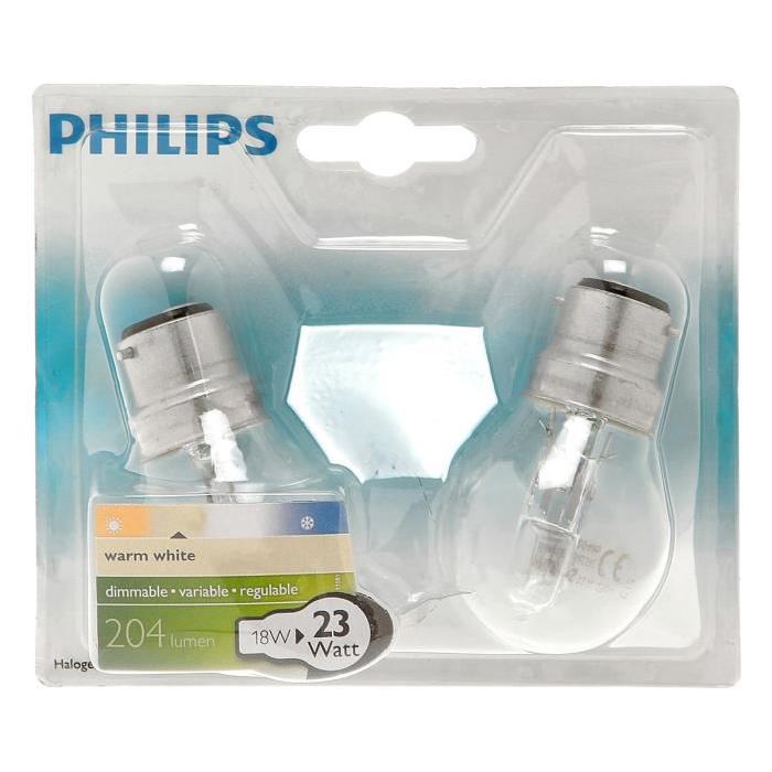 Philips 925648544203 - Lot de 2 Ampoules Eco-Halogène Culot B22 18 ...