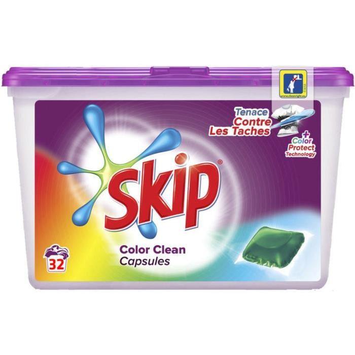 Skip Lessive Color Clean 32 capsules - Comparer avec Touslesprix.com