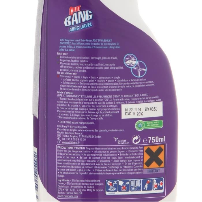 Cillit bang Pistolet nettoyant surpuissant avec javel (750 ml) - Comparer avec Touslesprix.com