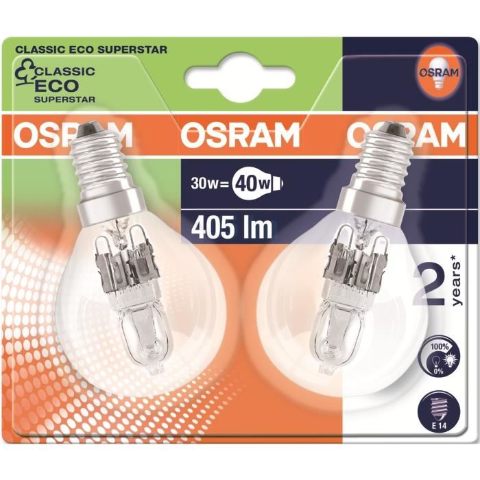Osram Ampoule halogène éco superstar P sphérique 30W 230V E14 ...
