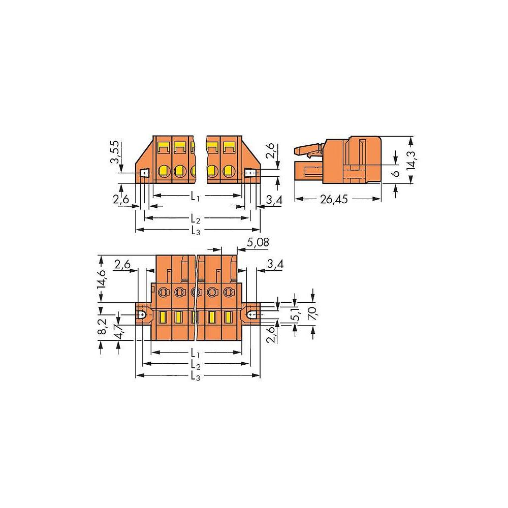 Wago 231-304/031-000 - Connecteurs femelles avec détrompeurs orange 4 ...