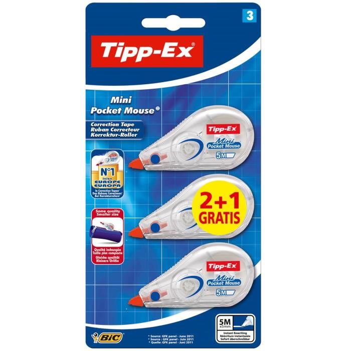 Tipp-ex Mini Pocket Mouse 2+1 gratuit - Ruban correcteur - Comparer ...