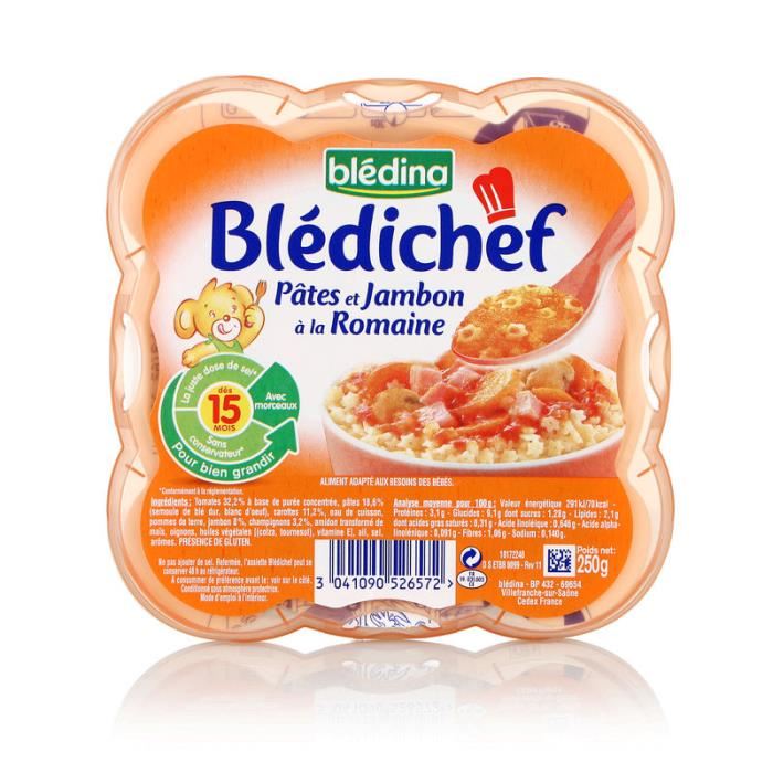 Blédina Blédichef Pâtes et Jambon à la romaine 250 g - dès 15 mois ...