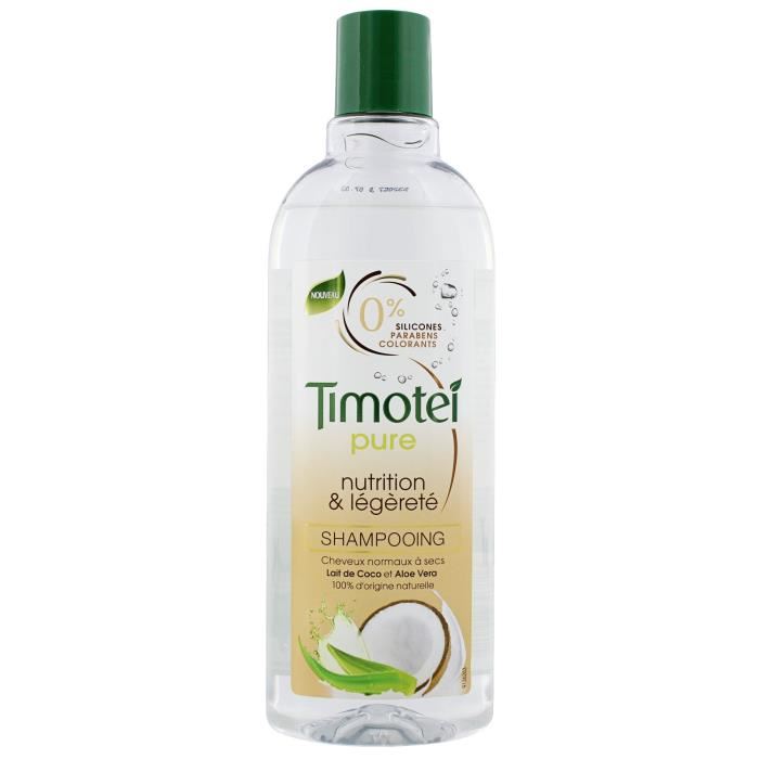 Timotei Pure Shampoing Nutrition & Légèreté Cheveux Normaux au Lait de ...